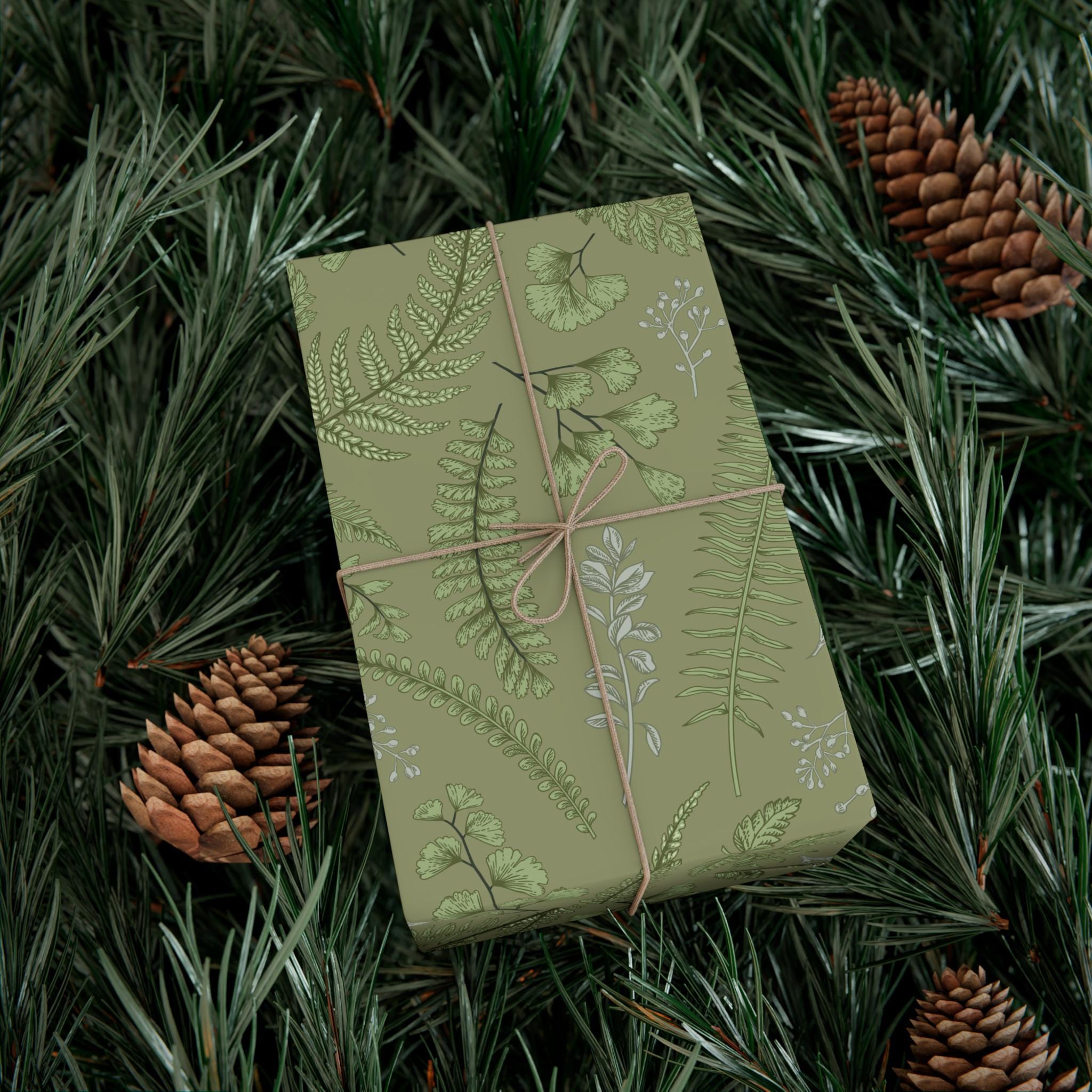 Sage Green Botanical Gift Wrap: Elegant Leaf Pattern - Etsy