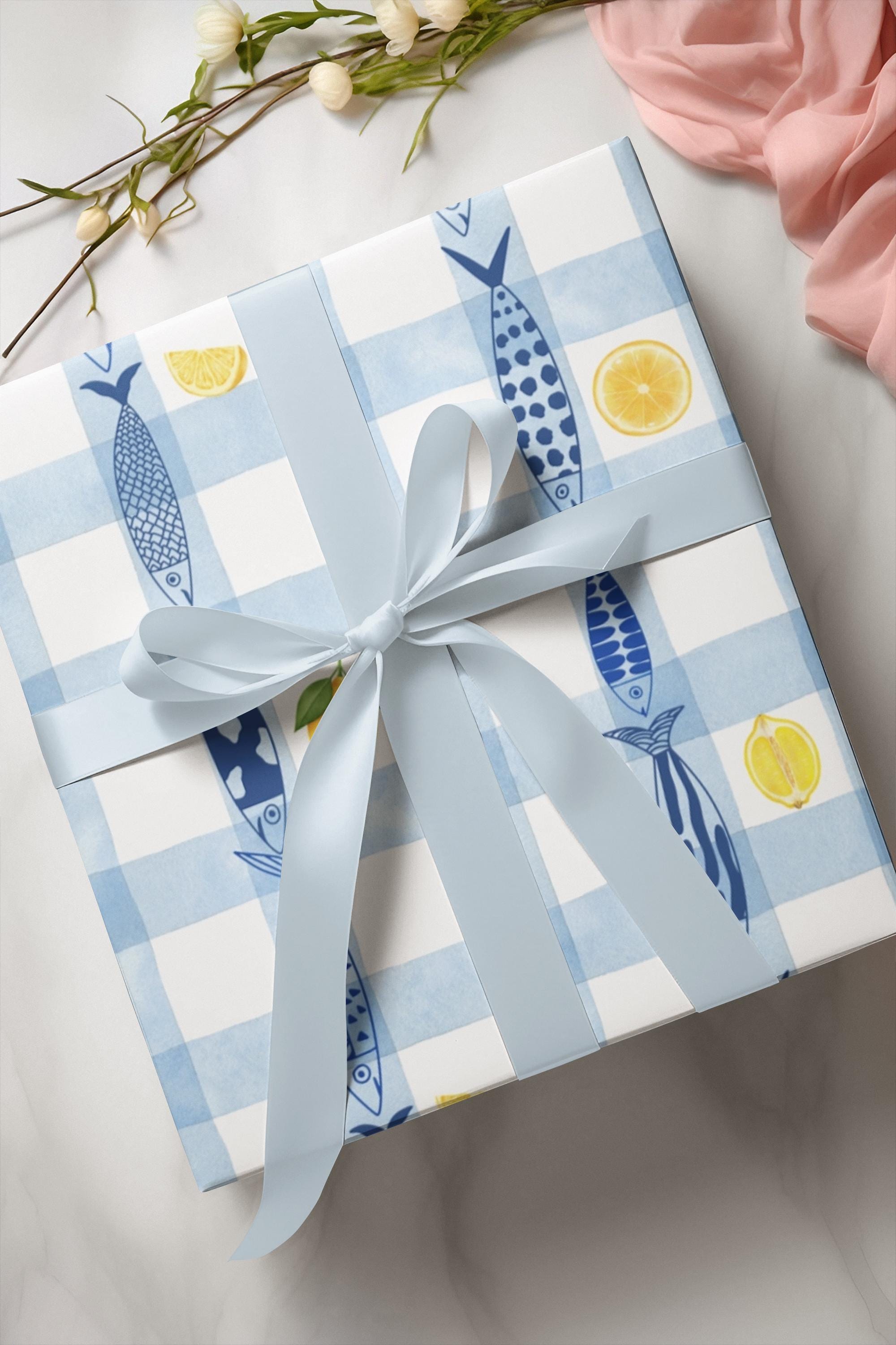 Sardines & Lemons Wrapping Paper: Mediterranean Coastal Theme - Etsy