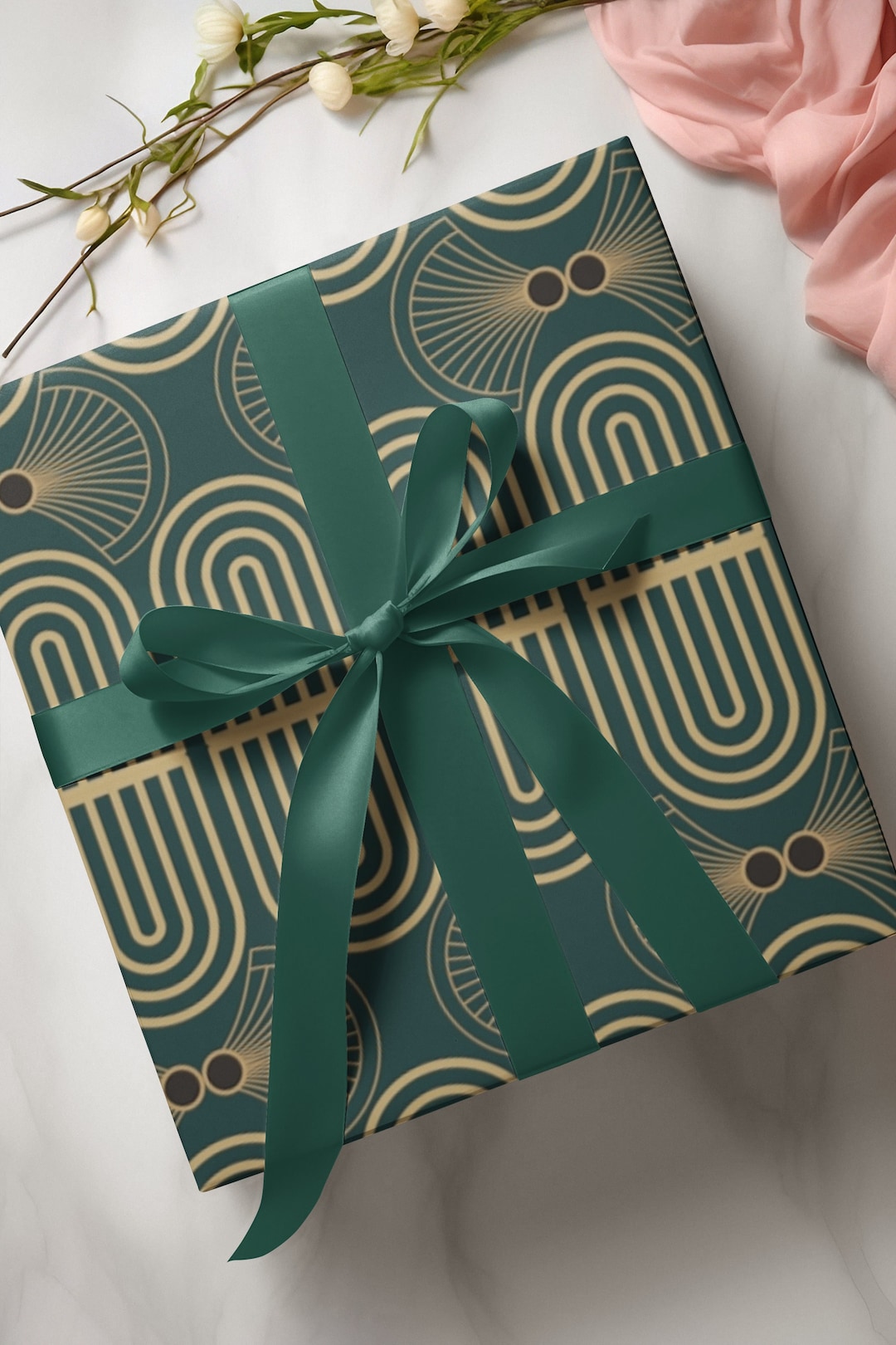 Teal Art Deco 1920s Gatsby Style Gift Wrap, Elegant and Unique Wrapping ...