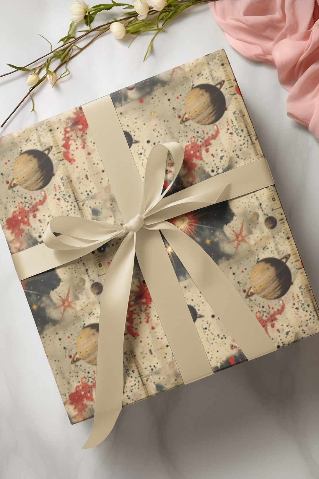 Galactic Gift Wrapping Paper, Vintage Celestial Gift Wrap Paper for ...