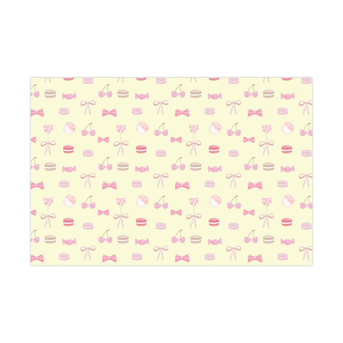 Coquette Gift Wrapping Paper in Pastel Cream With Pink Bows ...