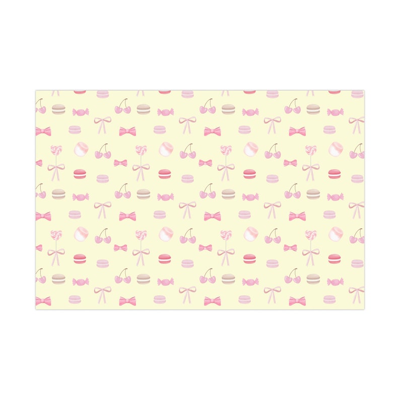 Coquette Gift Wrapping Paper in Pastel Cream With Pink Bows ...
