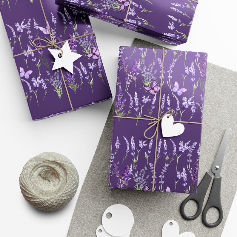 Purple Floral Gift Wrapping Paper: French Lavender, Feminine Present ...