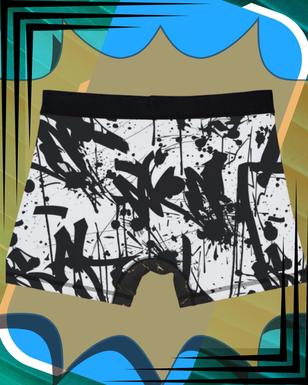 Men's Boxers, Black Marble Street Art Graffiti Tag Signature, Urban ...