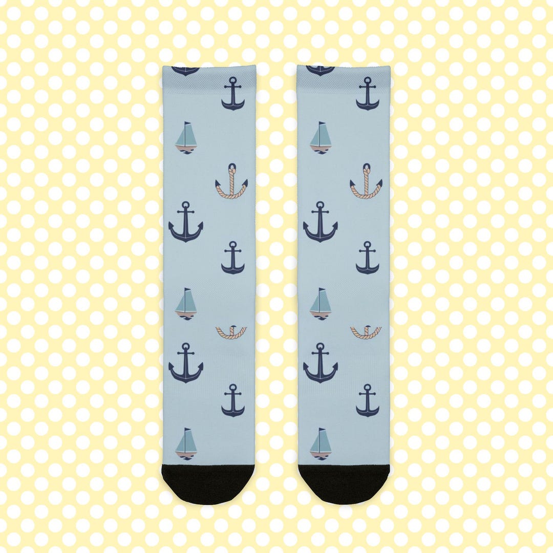 Nautical Sublimation Crew Socks, Fun Marine Socks for Sailors, Perfect ...