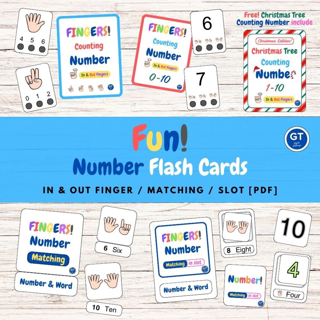 Finger Number Flash Cards 0-10 Printable, in and Out Finger, Matching ...