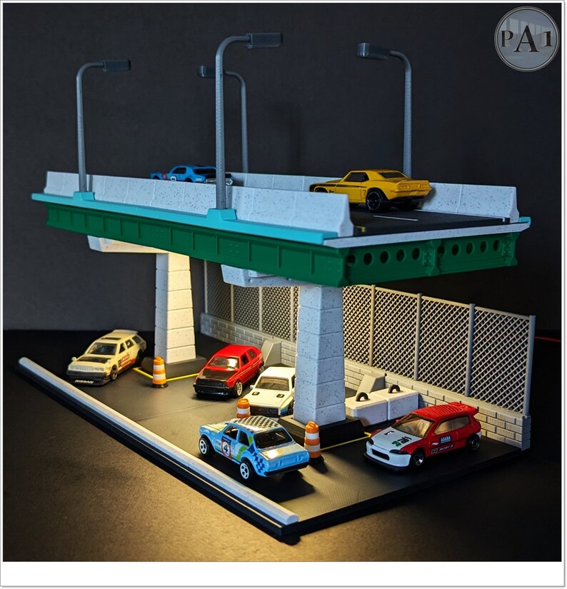 1/64 Scale Model Car Diorama: LED Highway Overpass - 3D Printed - Etsy