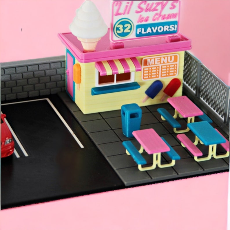 1/64 Model Car Diorama: Lil Suzy's Ice Cream Shop, 3D Printed - Etsy