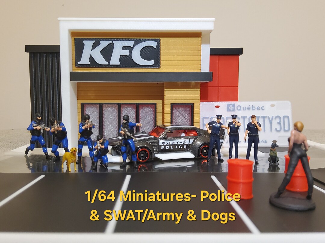 1/64 Scale Hand Painted Miniature People - Police SWAT Team Cops Law ...