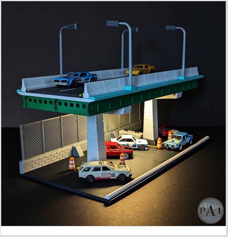 1/64 Scale Model Car Diorama: LED Highway Overpass - 3D Printed - Etsy