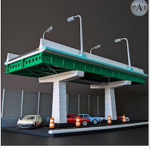 1/64 Model Cars Diorama Model Diecast - Interstate Highway Overpass Viaduct Bridge - LED - 3D ...