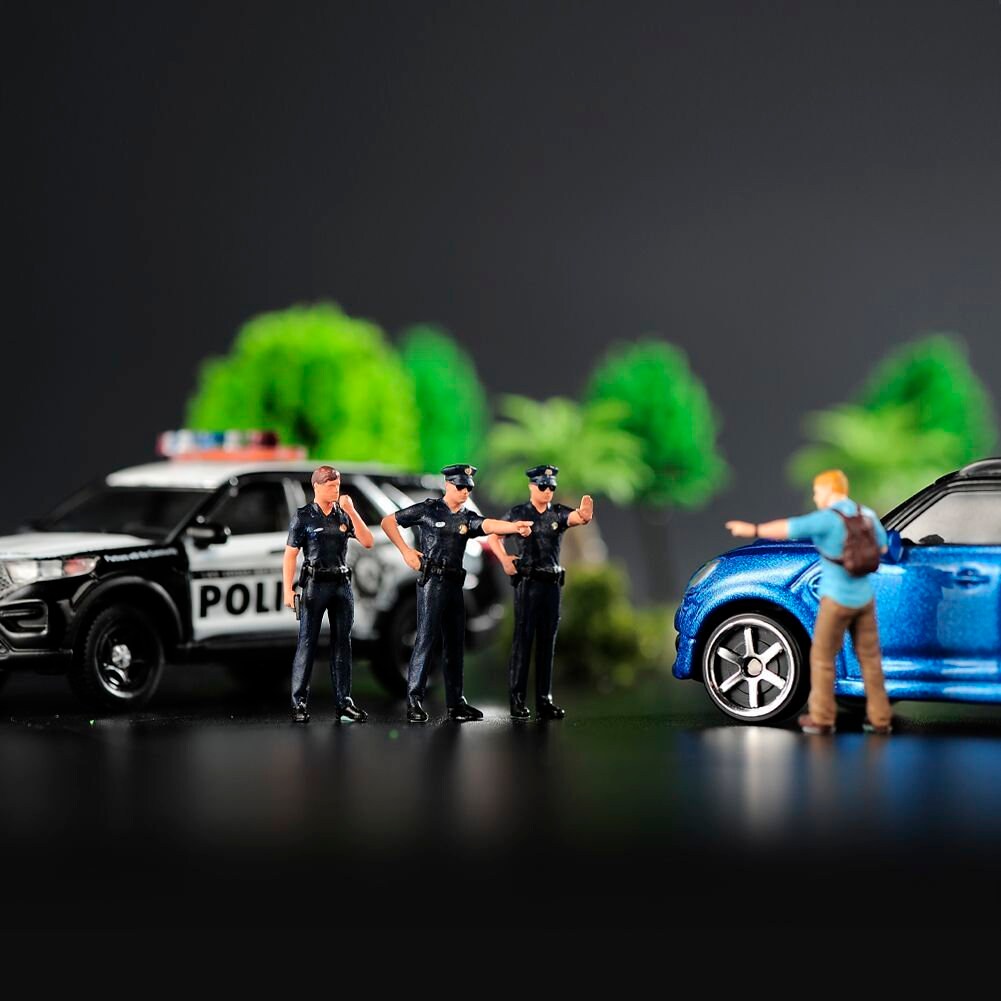 1/64 Scale Hand Painted Miniature People Police SWAT Team Cops Law ...