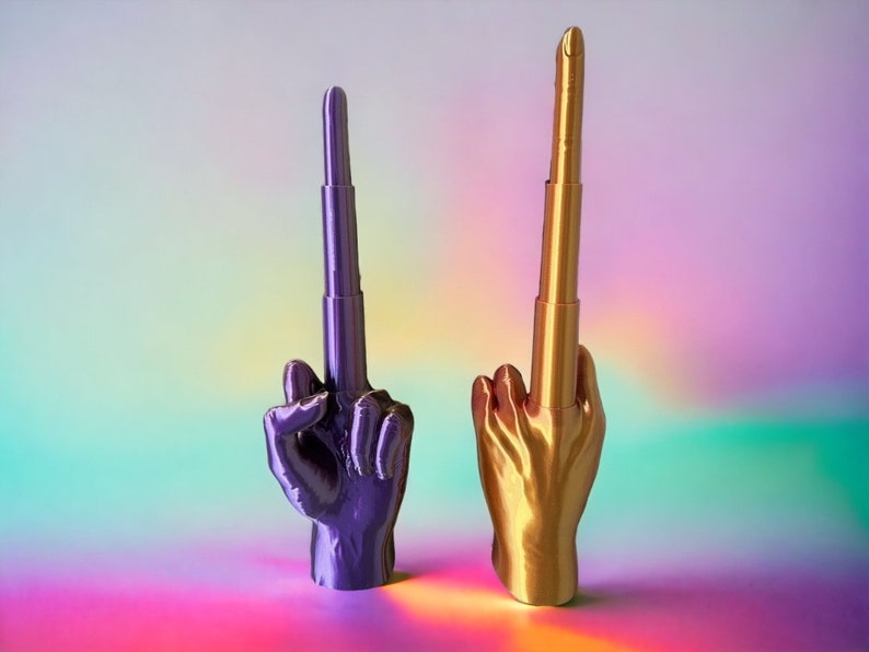 Golden Silver Collapsible Middle Finger Expandable Middle Finger Sword ...