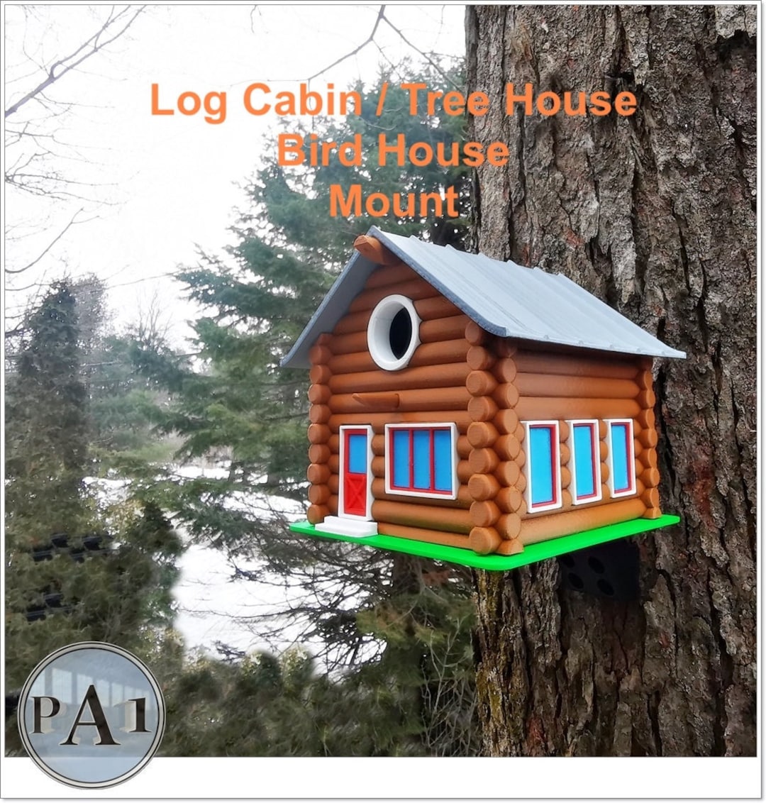 Bird House - Bird Feeder - Log Cabin Tree House Style Bird Feeder ...