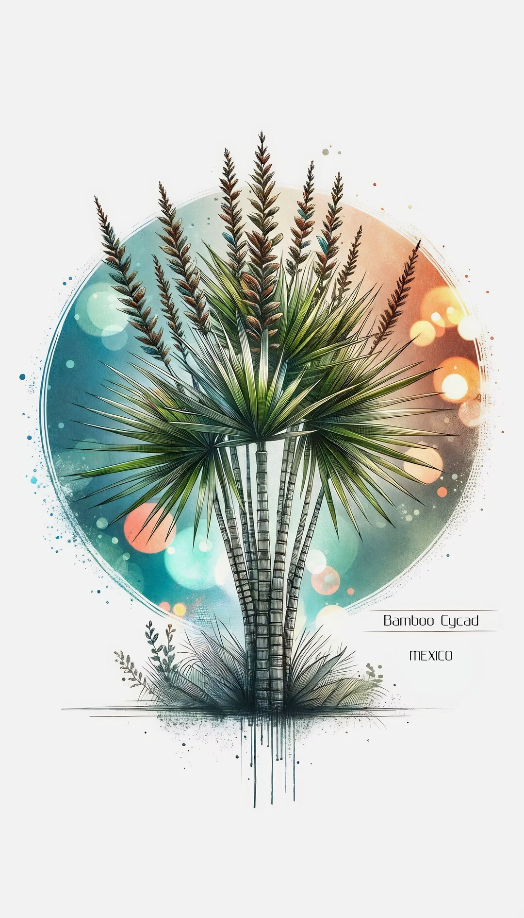 Endangered Species Collection, Bamboo Cycad Print, Mexican Plant Art ...