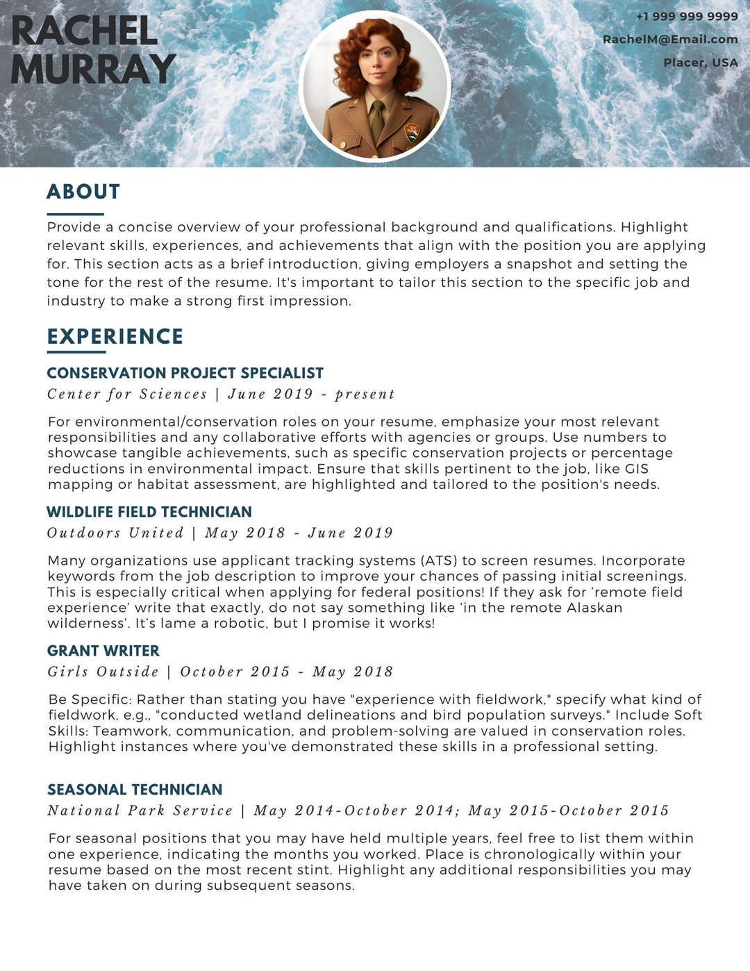 Ocean Resume Template in Canva for Conservation, Outdoor, and ...