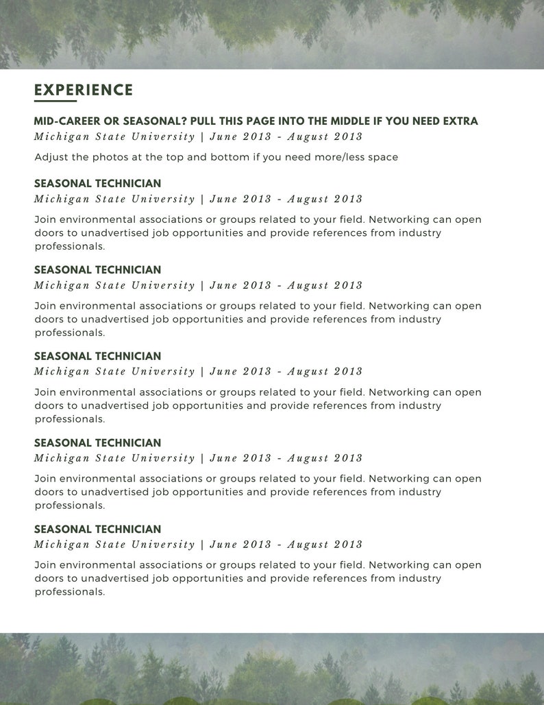 Forest Resume Template in Canva for Conservation, Outdoor, and ...