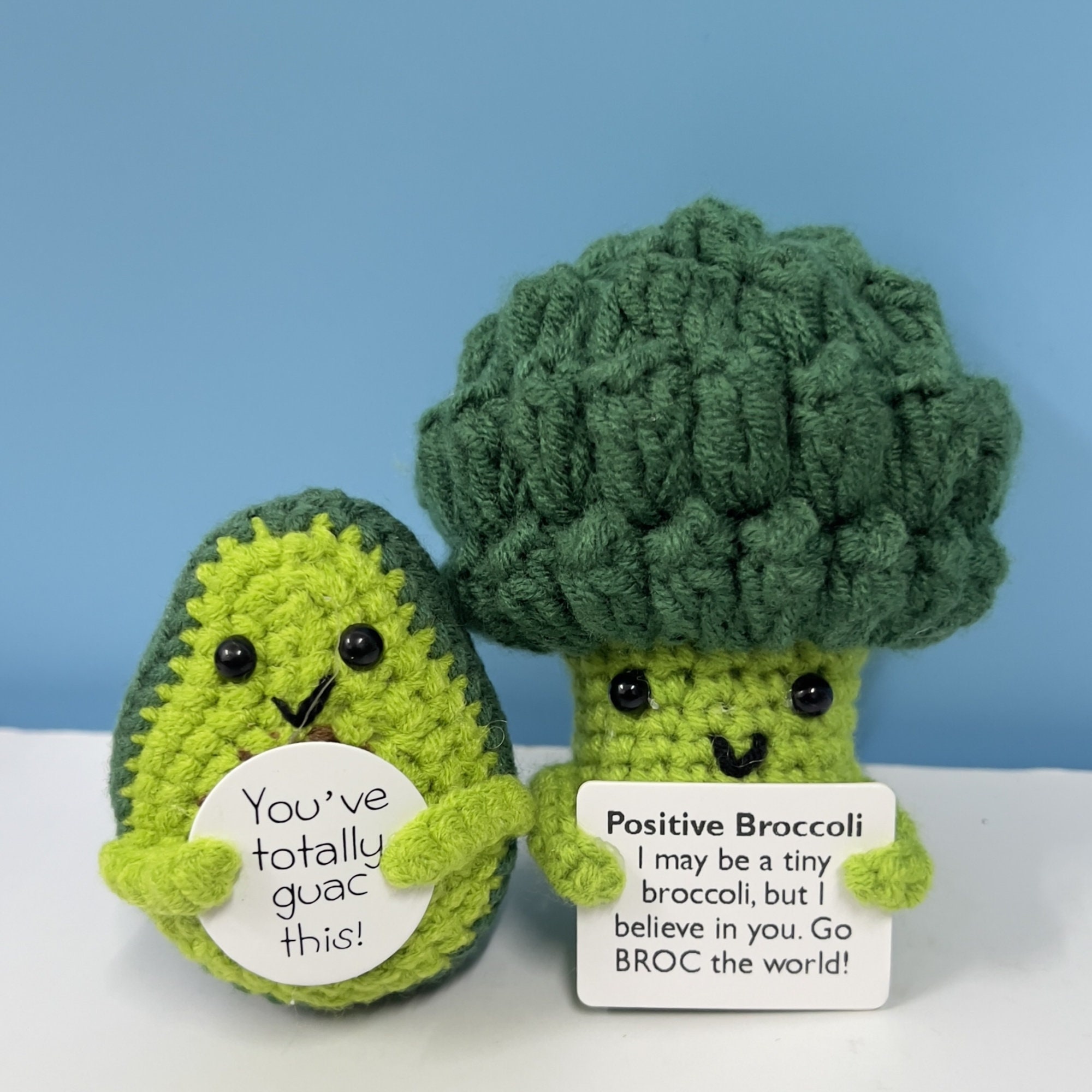 Crochet Emotional Support Avocado and Positive Broccoli, Cute Office ...