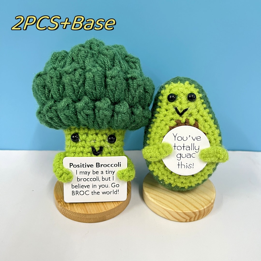 Crochet Emotional Support Avocado and Positive Broccoli, Cute Office ...
