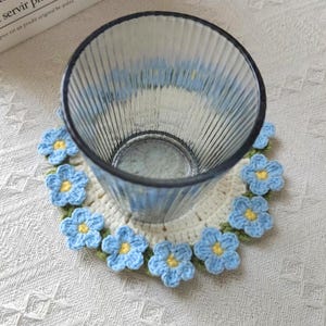 PDF PATTERN ONLY Mini Crochet Forget-me-not Bouquet Coaster Pattern ...