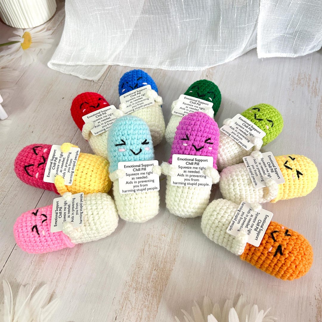 Crochet Emotional Support Chill Pil, Caring for Patients, Doctor Nurse ...