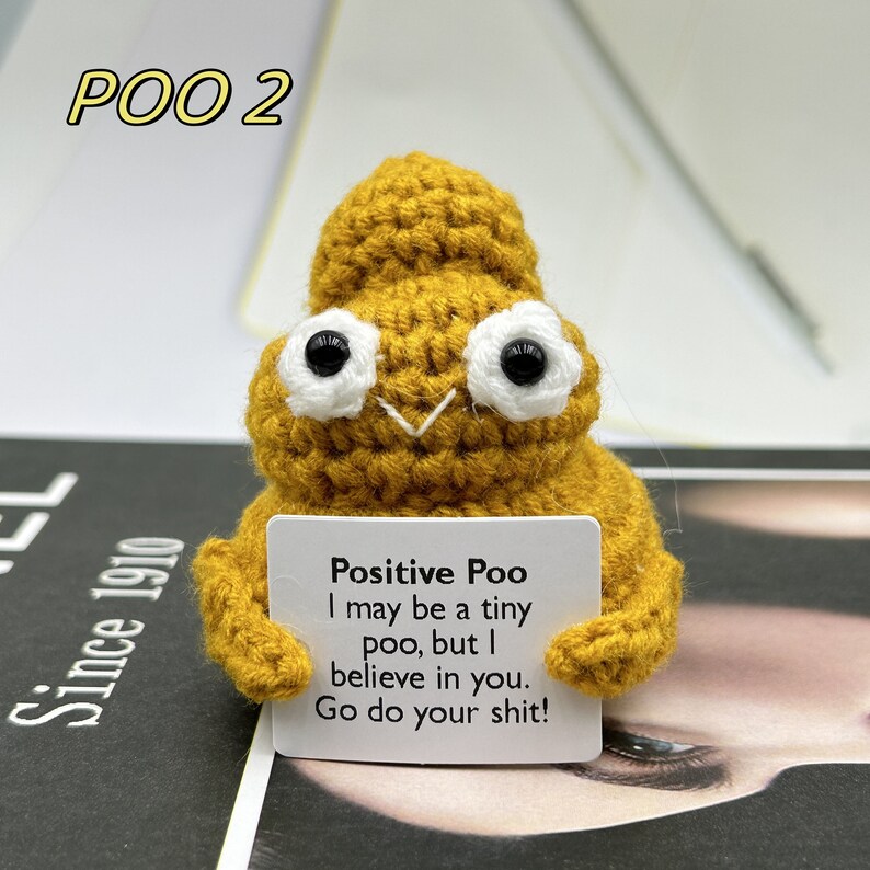 Crochet Poo Plushy: Funny Desk Decor With Positive Message, Christmas ...