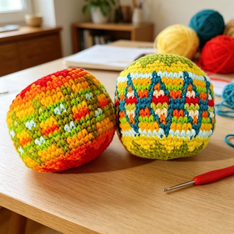 PDF PATTERN ONLY Crochet Foot Bag, Multicolour Juggling Bean Bags ...