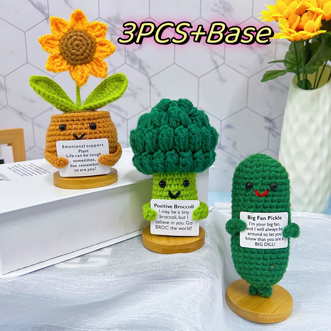Crochet Broccoli, Sunflower, Pickle: Emotional Support Plant Desk Decor ...