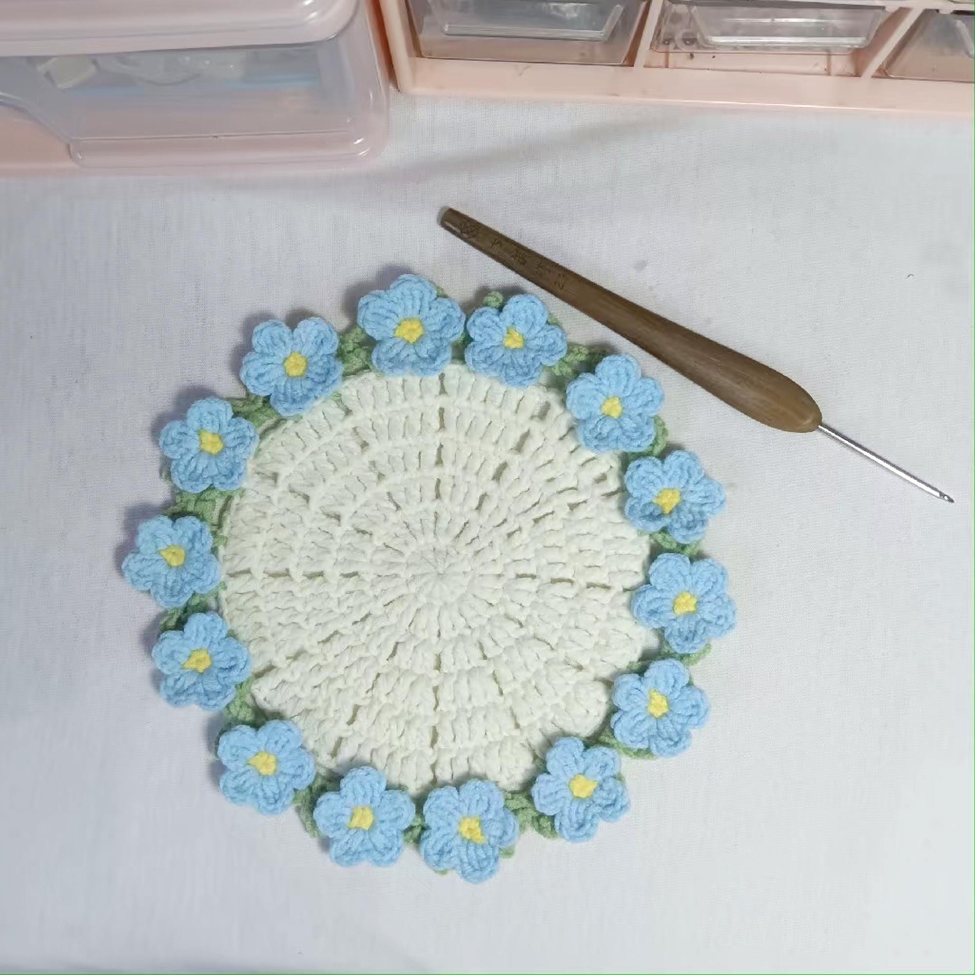PDF PATTERN ONLY Mini Crochet Forget-me-not Bouquet Coaster Pattern ...