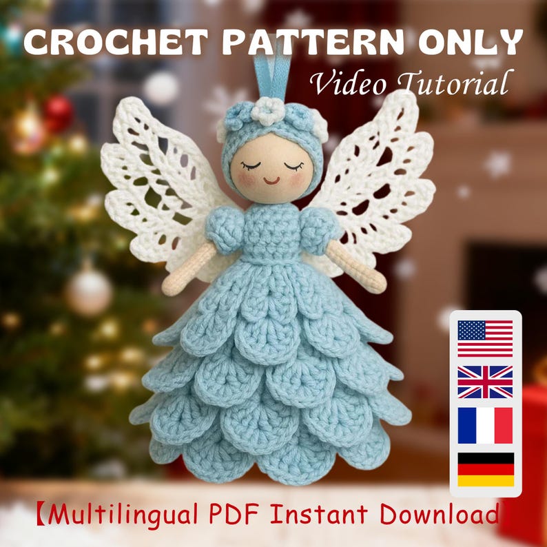 PDF PATTERN ONLY Crochet Angel Pattern, English, French, German ...