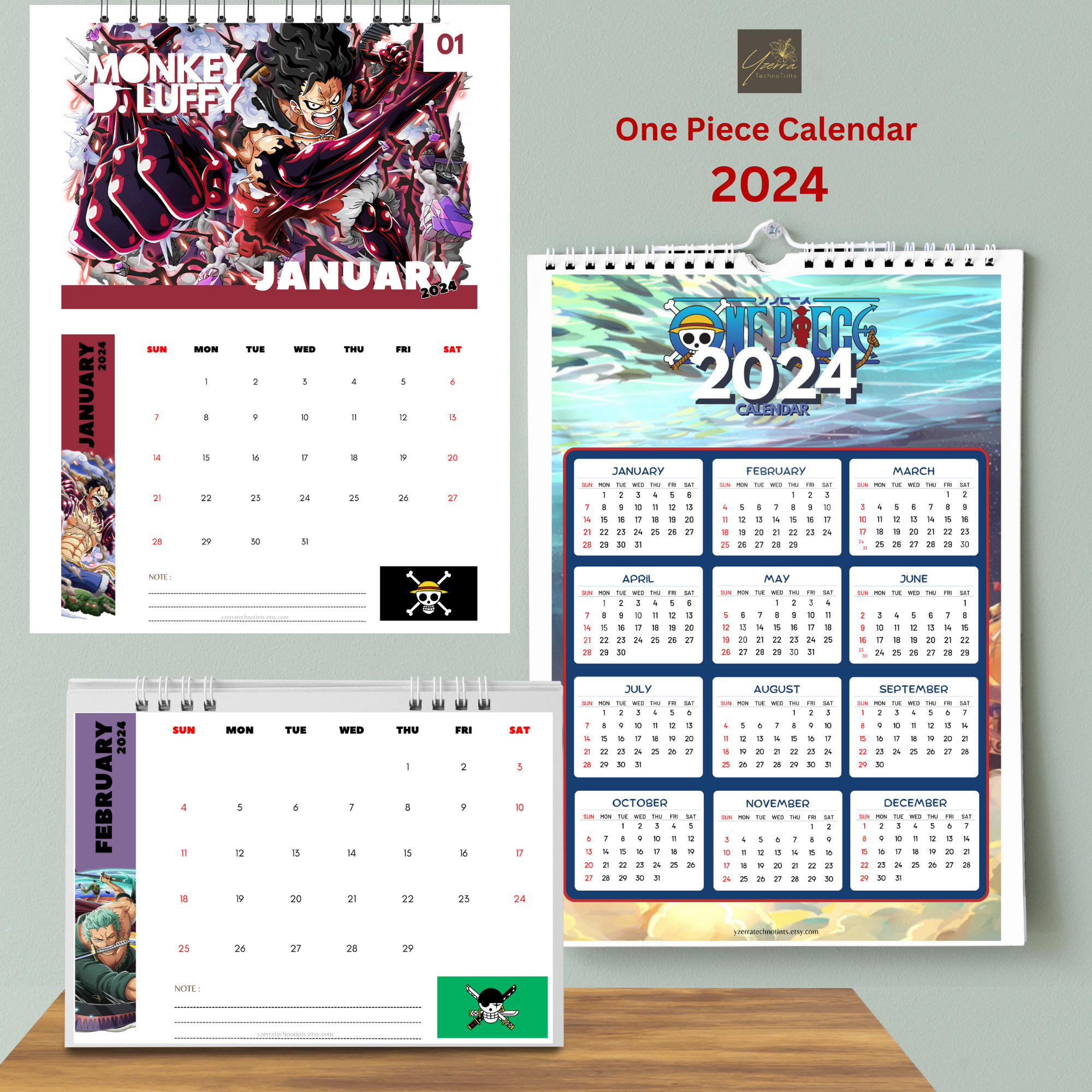 One Piece 2024 Printable Calendar Digital Download Anime - Etsy Australia