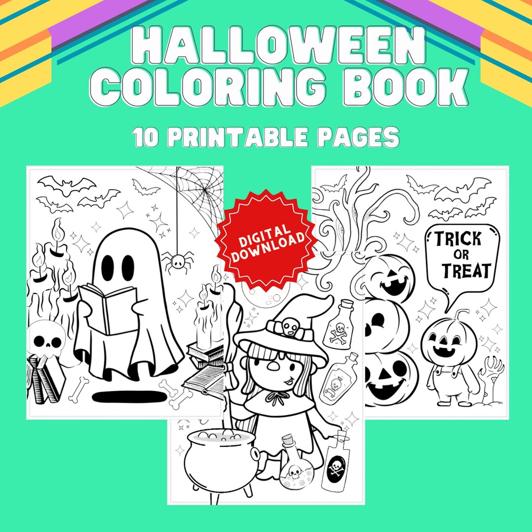 Halloween Printable Coloring Pages Kids and Adults for - Etsy