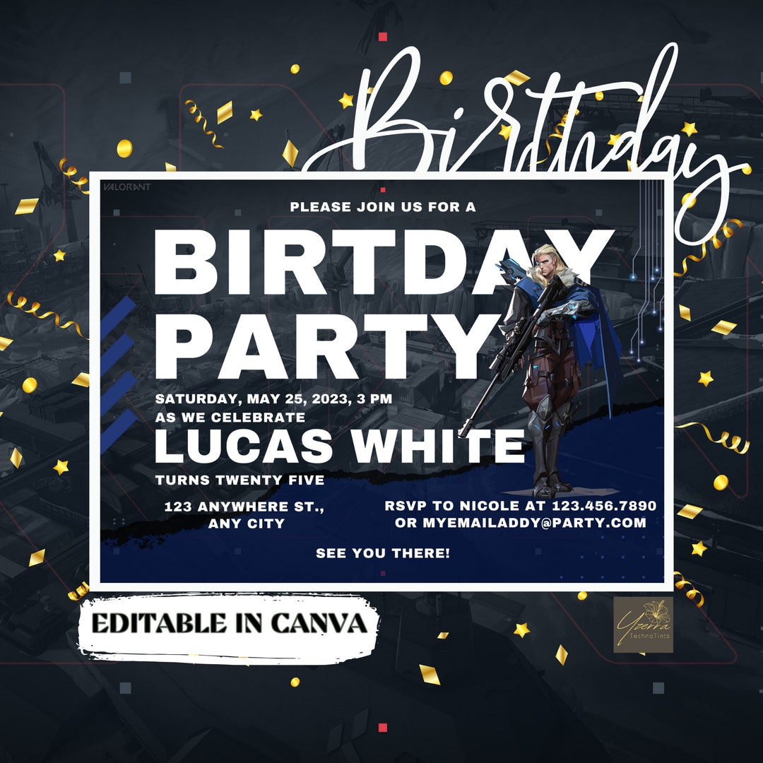 Valo Sova Birthday Invitation for Gamers, Fun Birthday Invitation ...