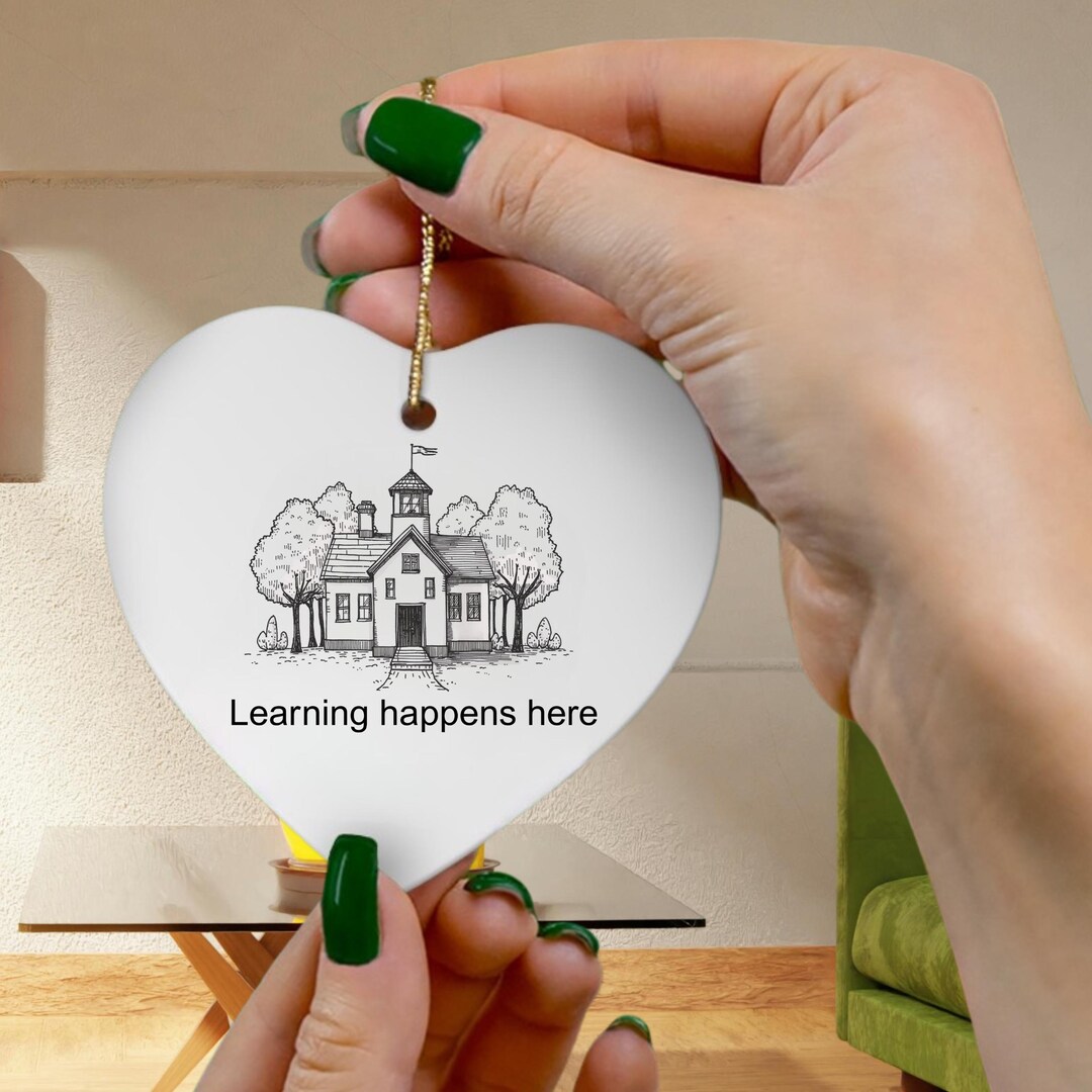 Schoolhouse Illustration Learning Happens Here Ornament | Ceramic Star ...