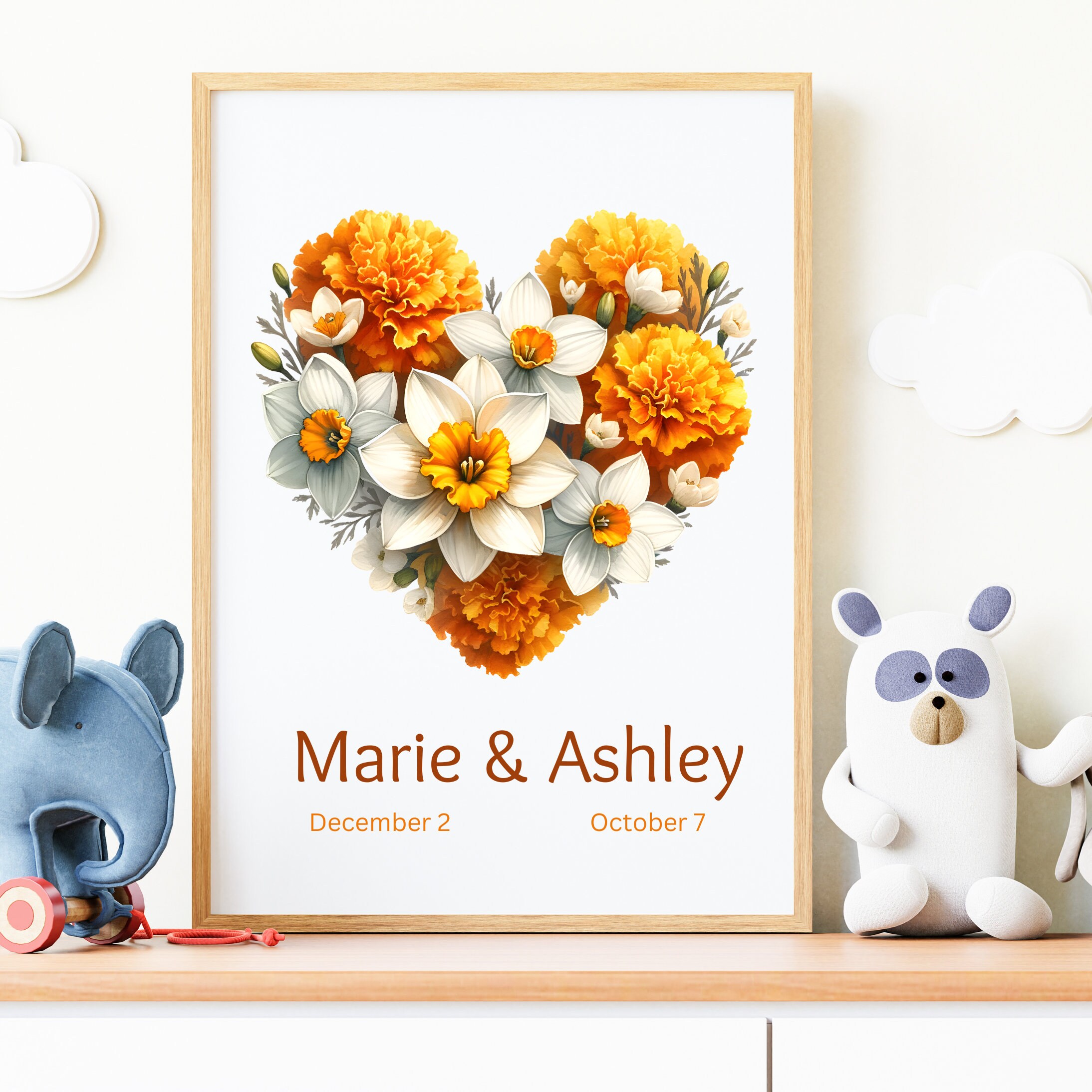 Birth Month Flower Heart PNG Clipart Bundle - Birth Month Flower ...