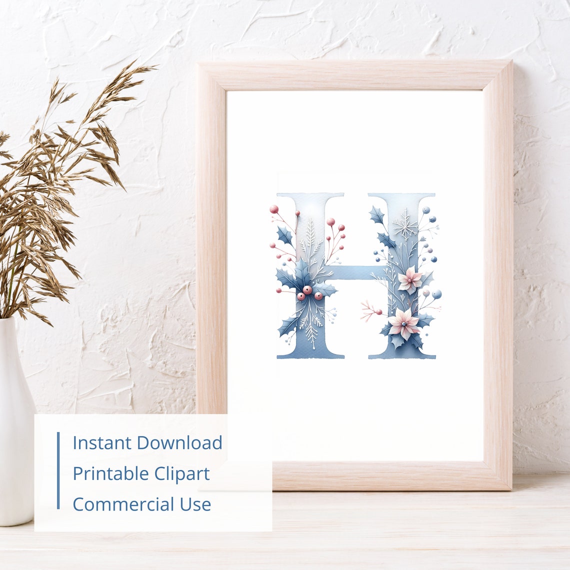 Watercolor Winter Alphabet Lettering Bundle Downloadable Elegant ...