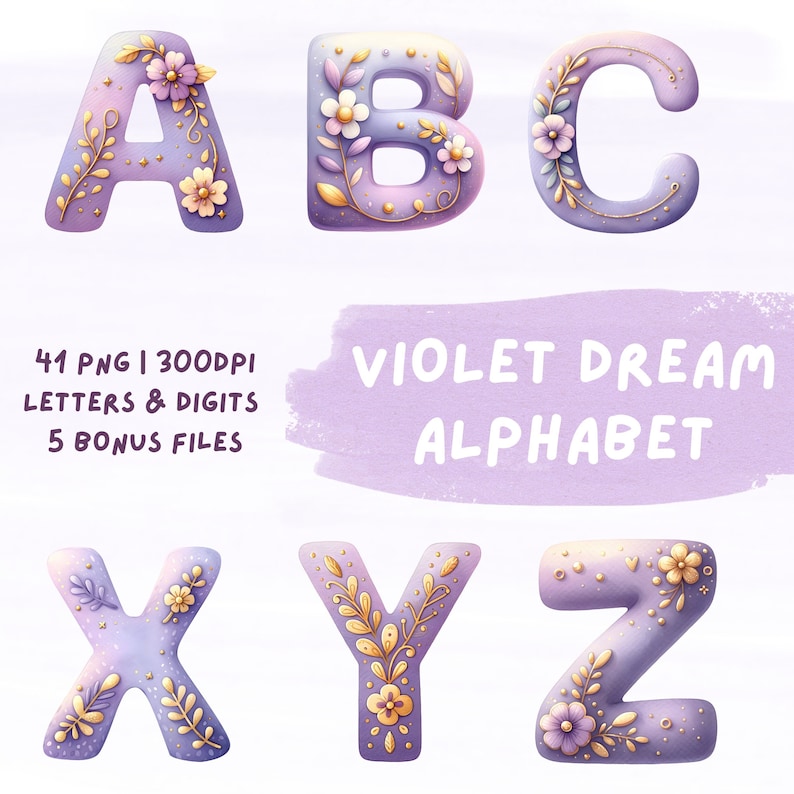 Birthday & Babyshower Colorful Alphabet Printable Letters - Violet ...