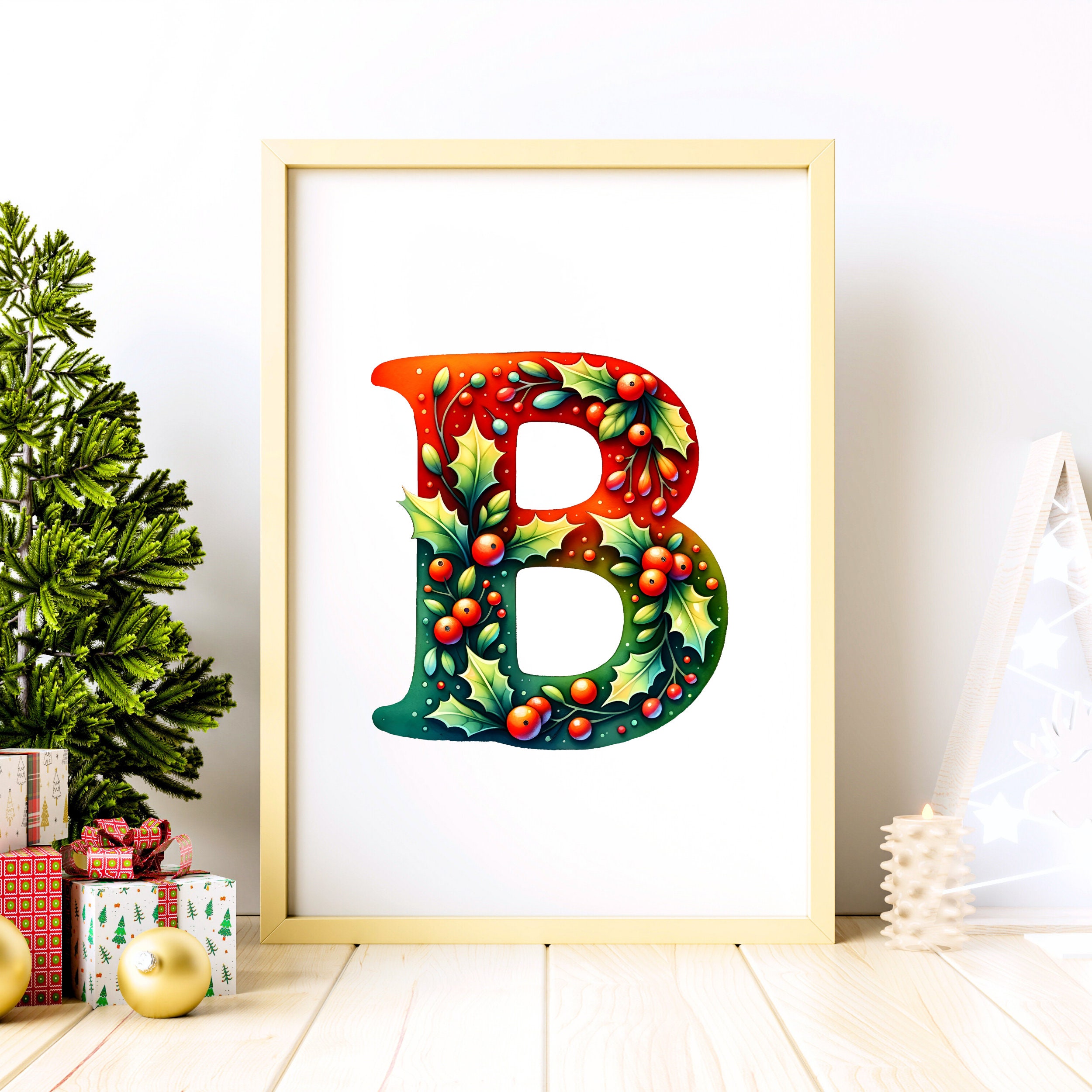 Christmas Watercolor Alphabet Clipart - Downloadable Decorative PNG ...