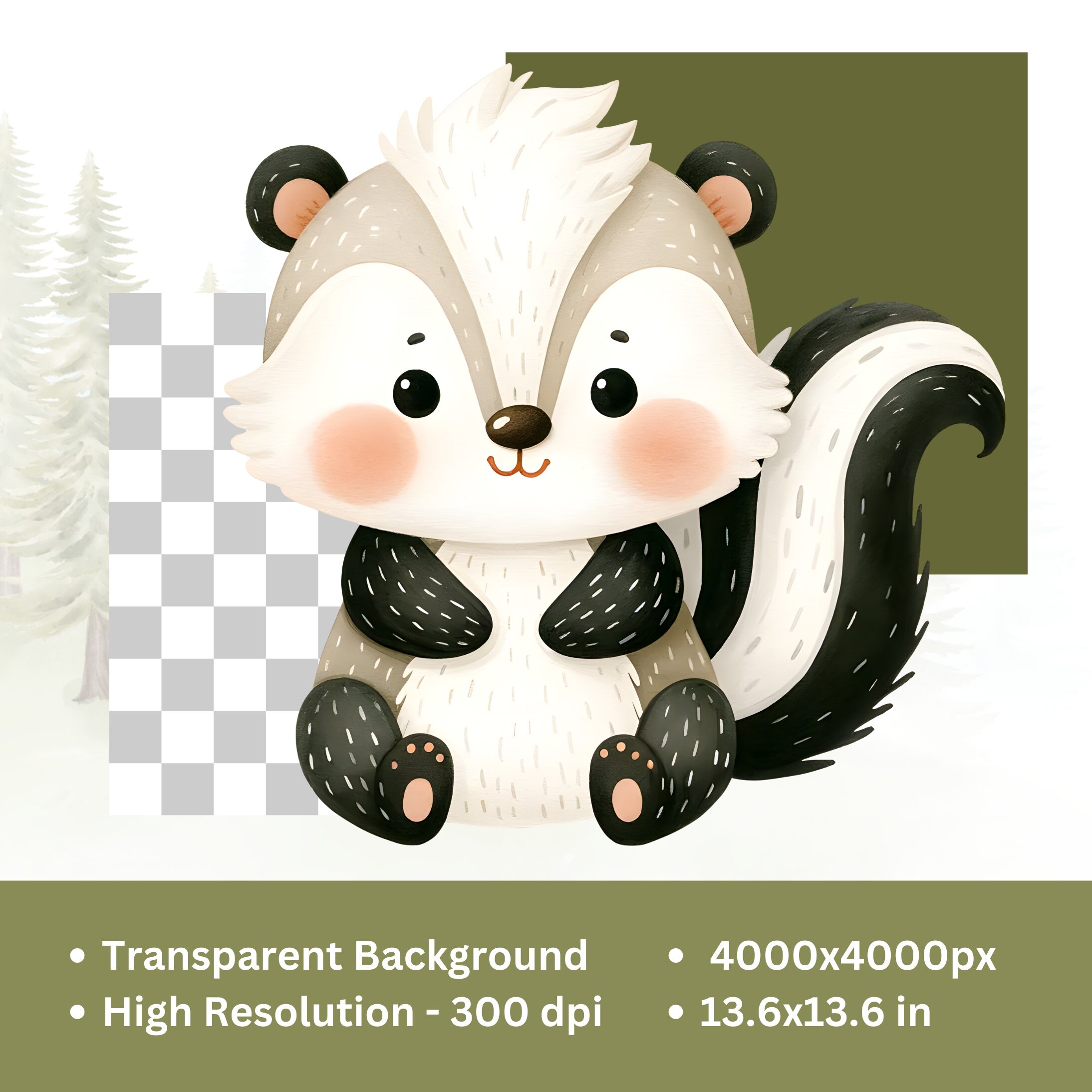 Woodland Watercolor Baby Animals PNG Bundle Lovely Forest Animals ...