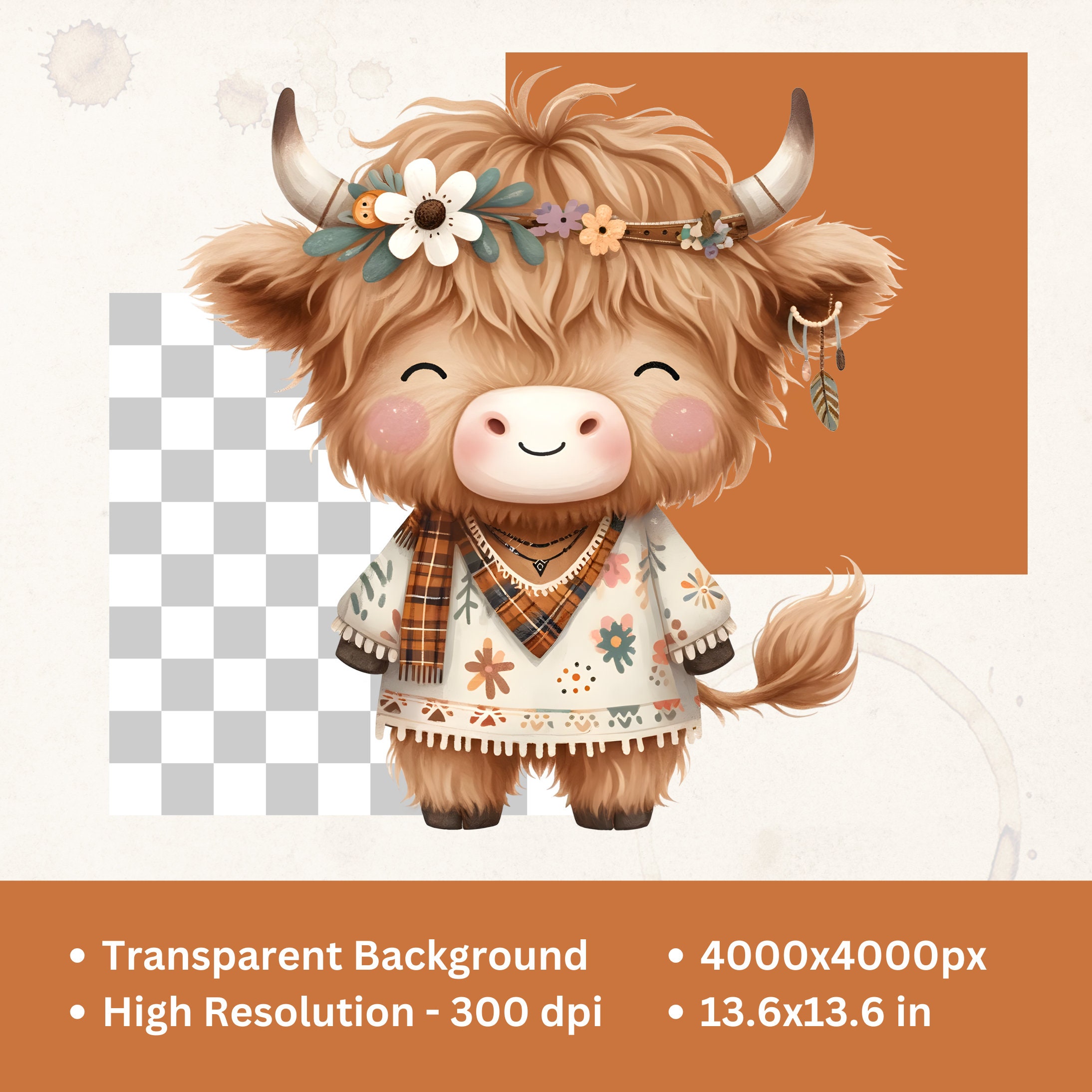 Boho Farm Animal PNG Bundle Clipart Cute and Sweet Whimsy Watercolor ...