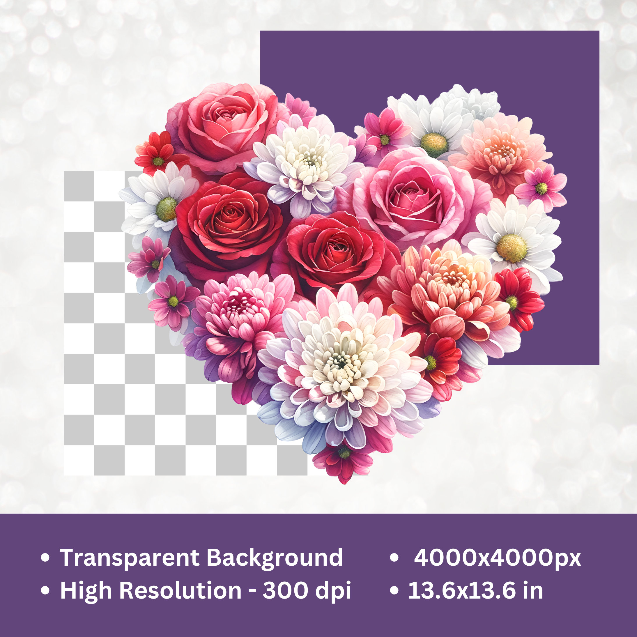 Birth Month Flower Heart PNG Clipart Bundle - Birth Month Flower ...
