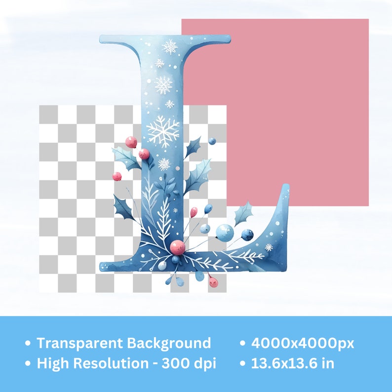 Watercolor Winter Alphabet Lettering Bundle - Downloadable Elegant ...