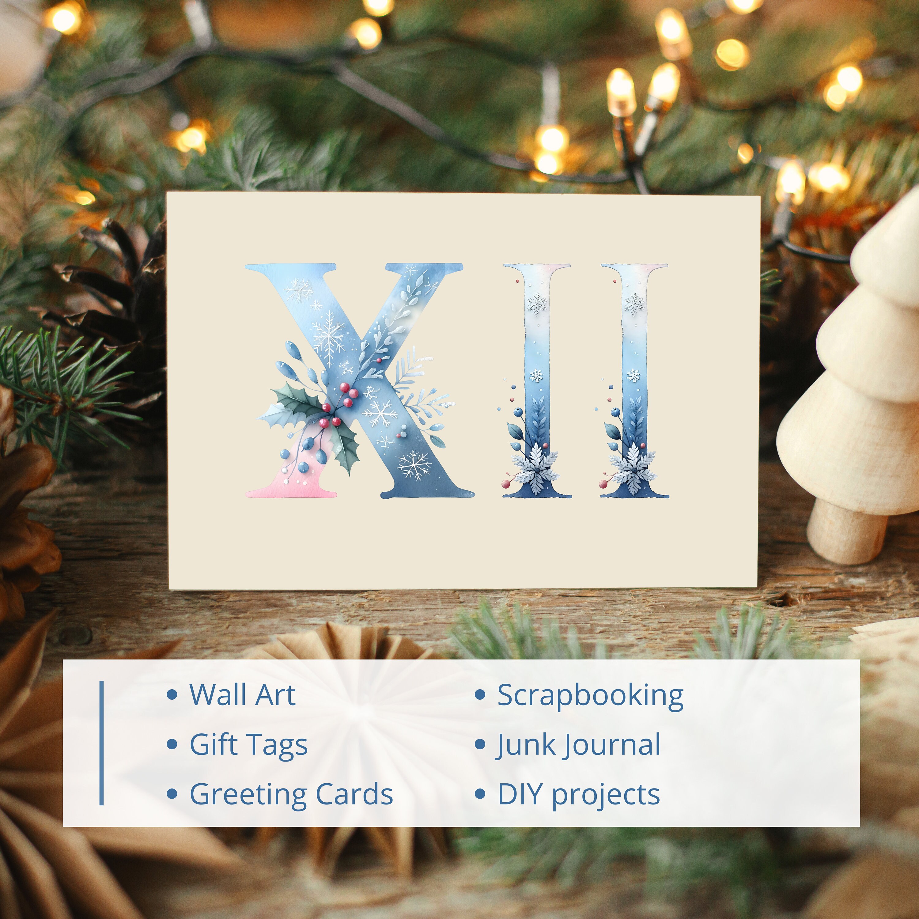 Watercolor Winter Alphabet Lettering Bundle Downloadable Elegant ...