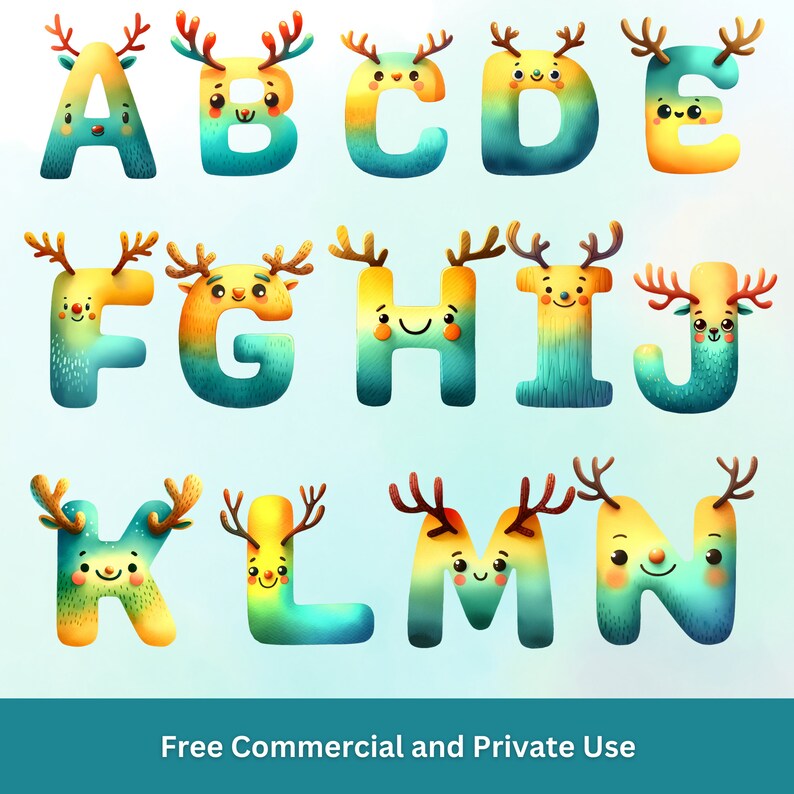 Reindeer Letters PNG Bundle Decorative Christmas Lettering Downloadable ...