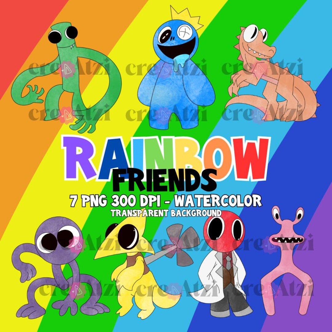 Clipart Rainbow Friends Watercolor - Watercolor - Etsy