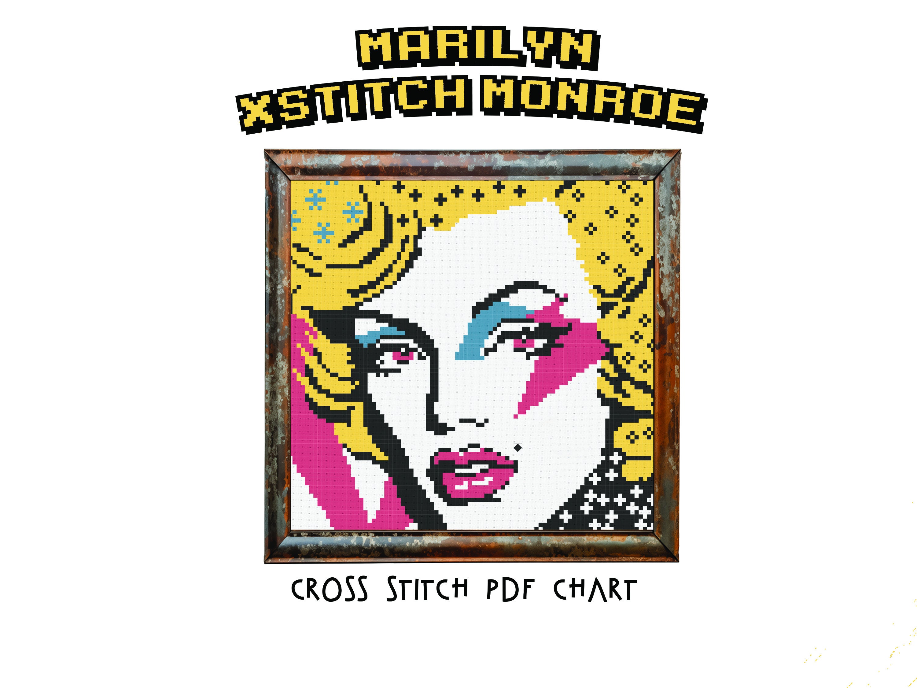 MARILYN XSTITCH MONROE Cross Stitch Pattern Pop Art Cross Stitch Pattern Fun Cross Stitch Trendy ...