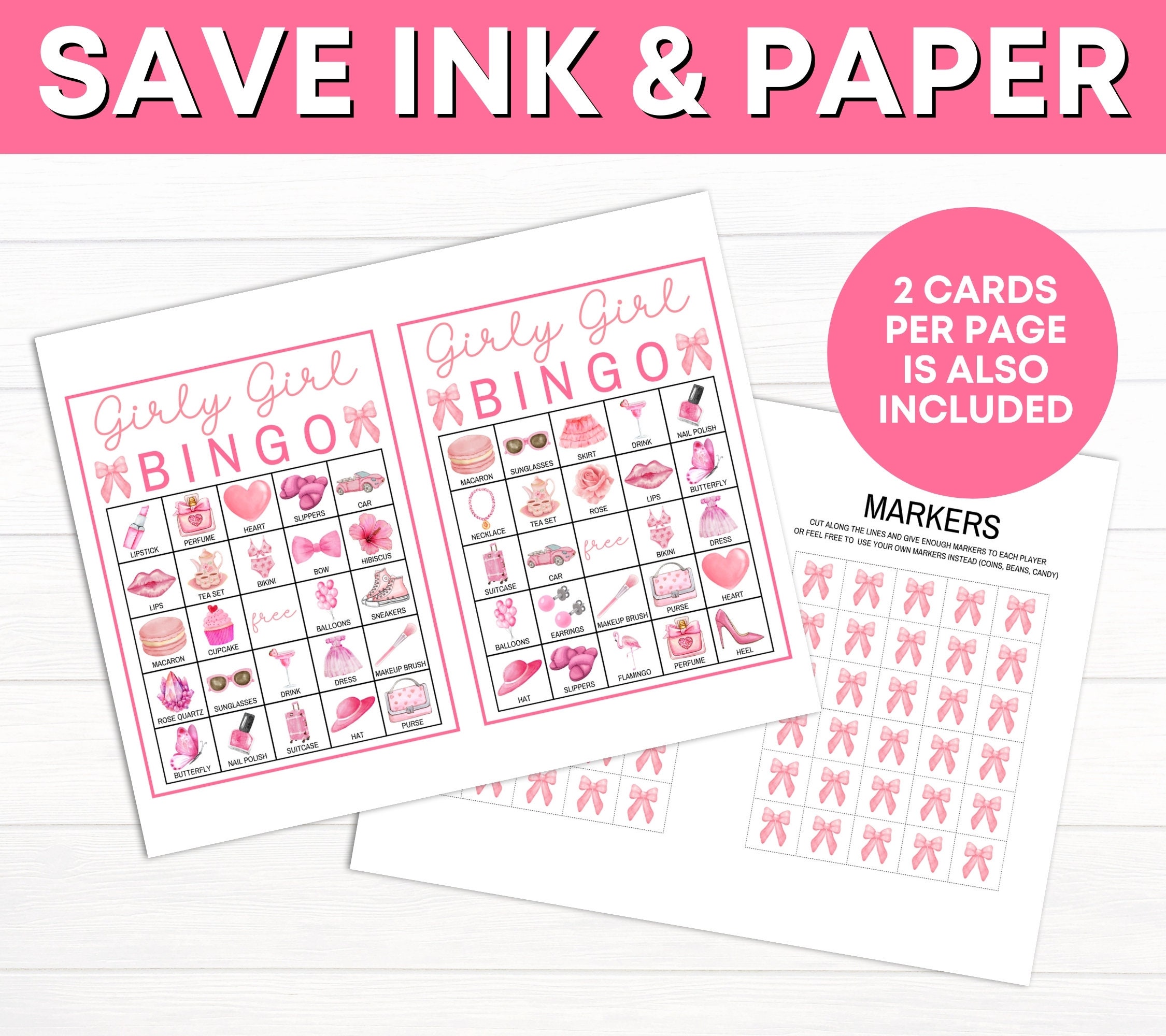 30 Girly Pink Aesthetic Bingo Cards Printable Game, Pink Girl Coquette ...