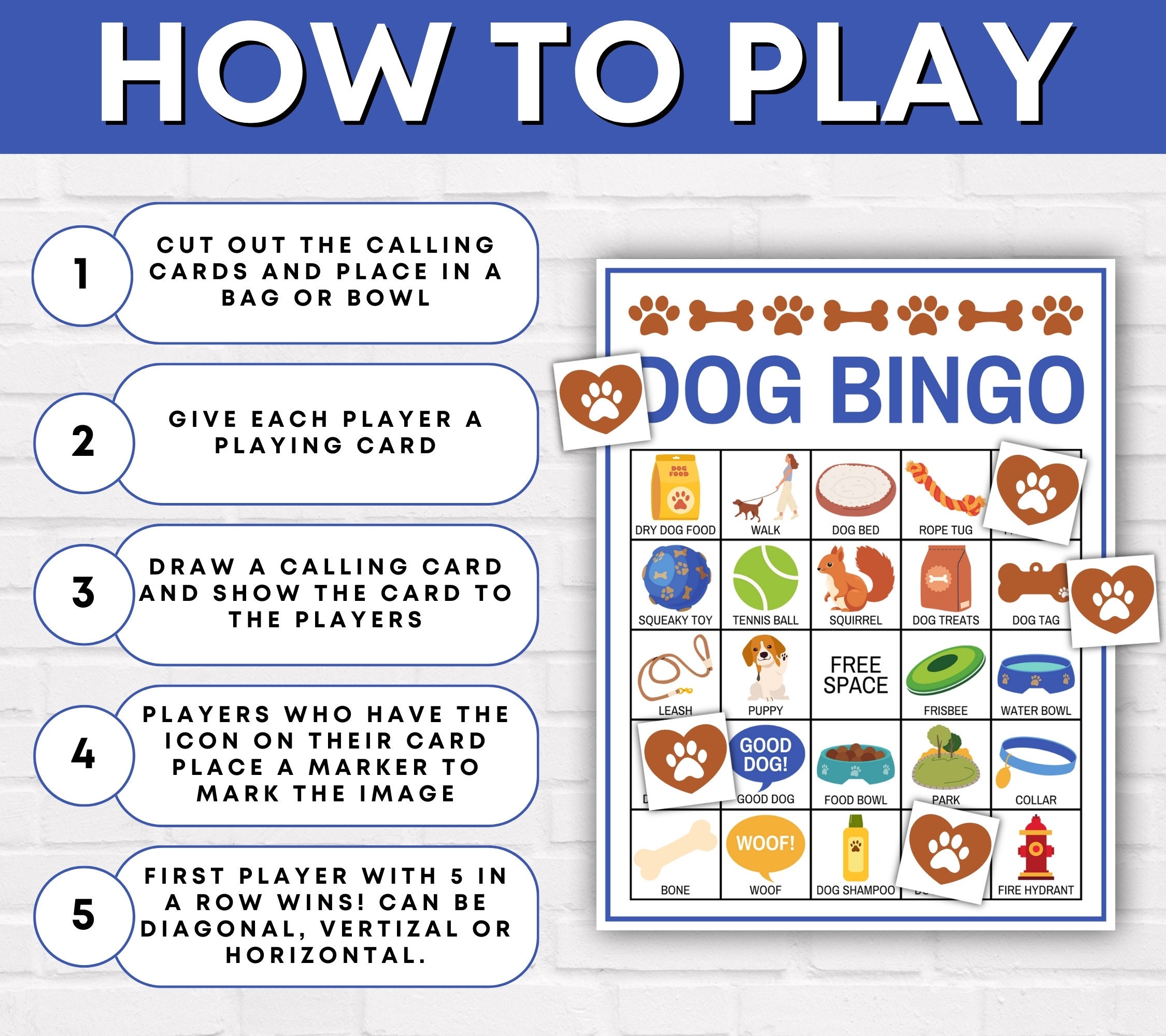 90 Dog Bingo Cards Printable Game, Puppy Dog Bingo Cards Game, Dog ...