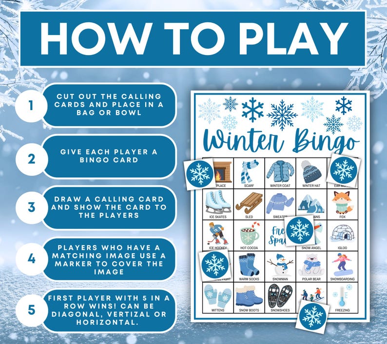 90 Winter Bingo Cards Printable Game,winter Bingo Board Activity for ...