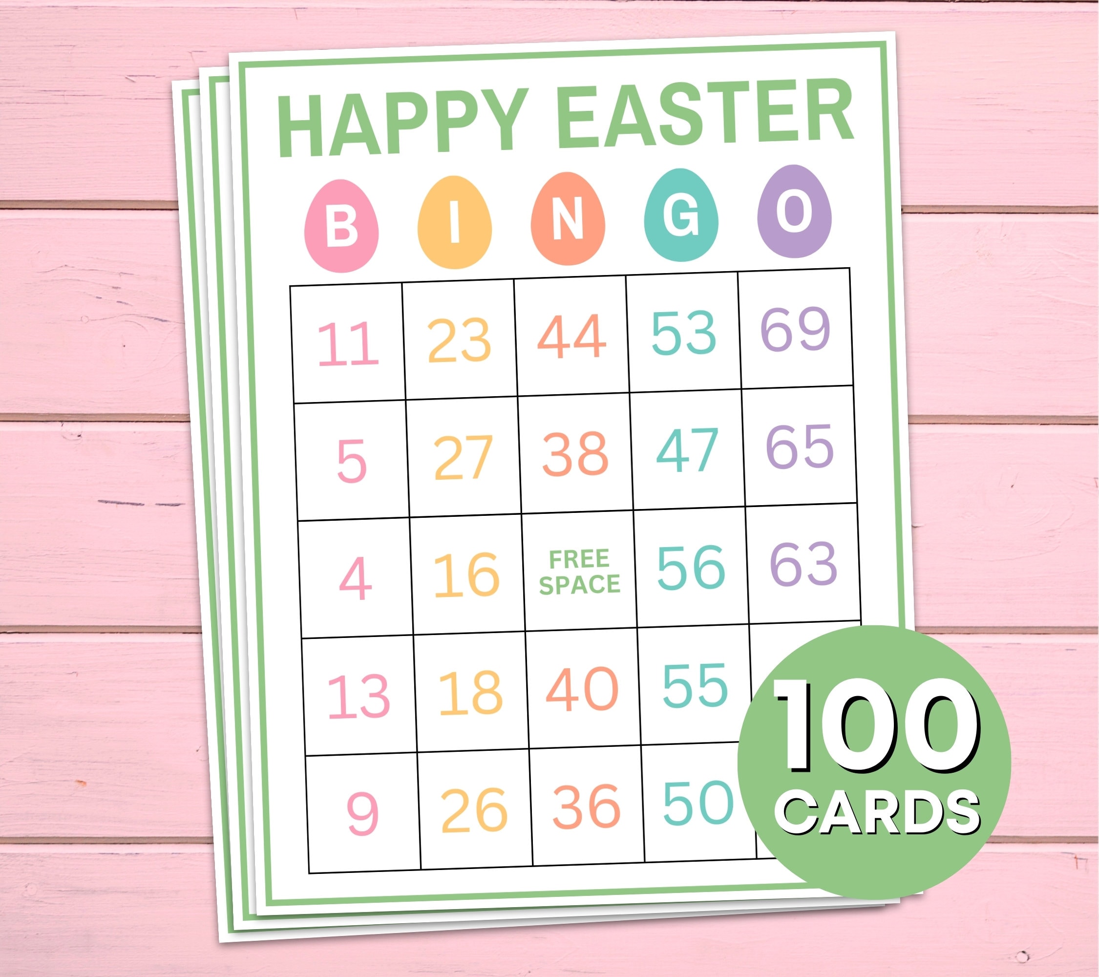 100 Easter Bingo Cards Printable Game, Easter Bingo Board Activity for ...